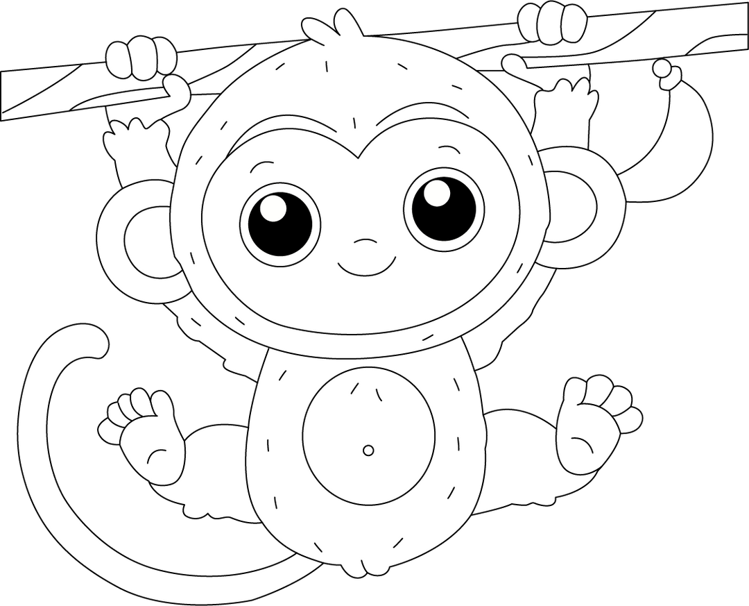 Cute Monkey Coloring Page - Free Printable Coloring Page PDF