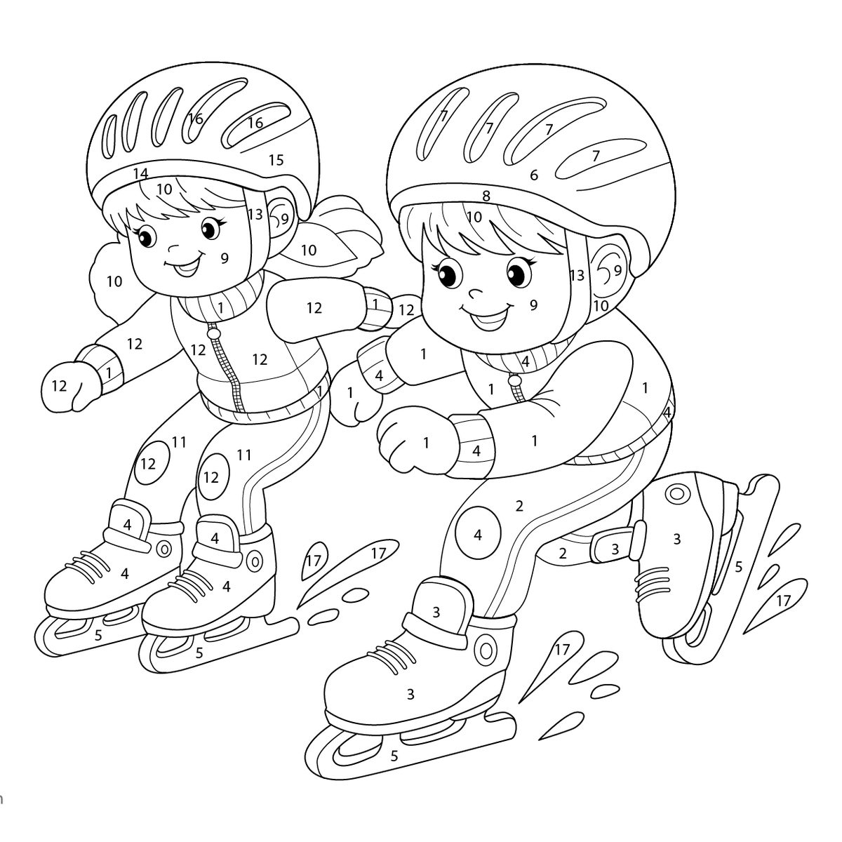Free Speed Skating Color by Number Printable