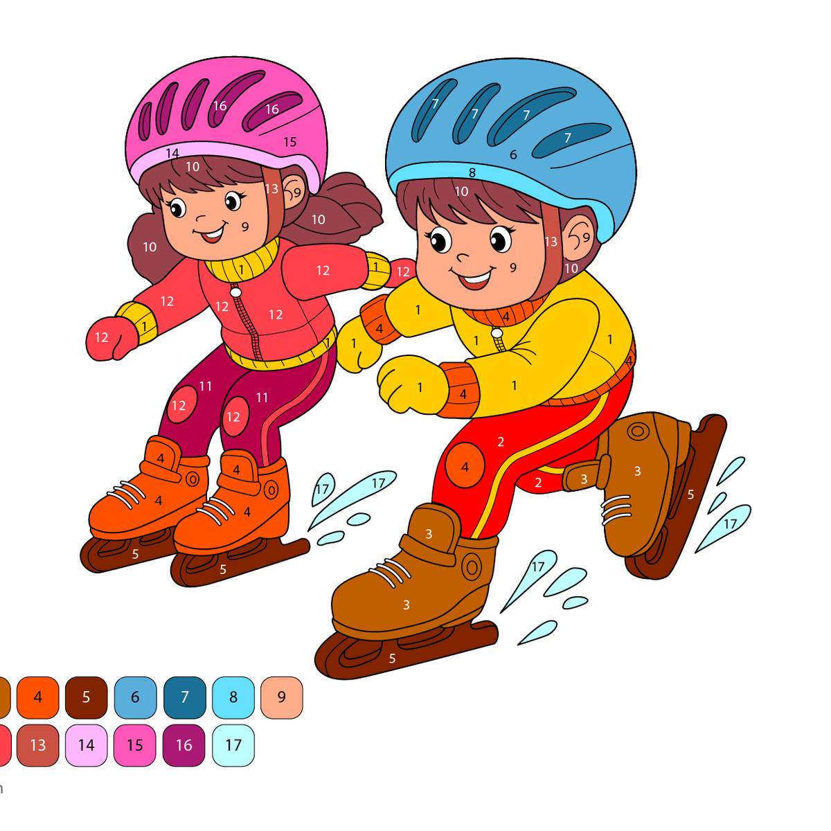 Free Speed Skating Color by Number Printable