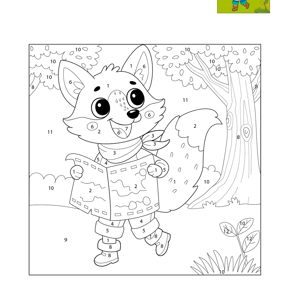 Fox Color by Number | Print & Color Free Pages for Kids
