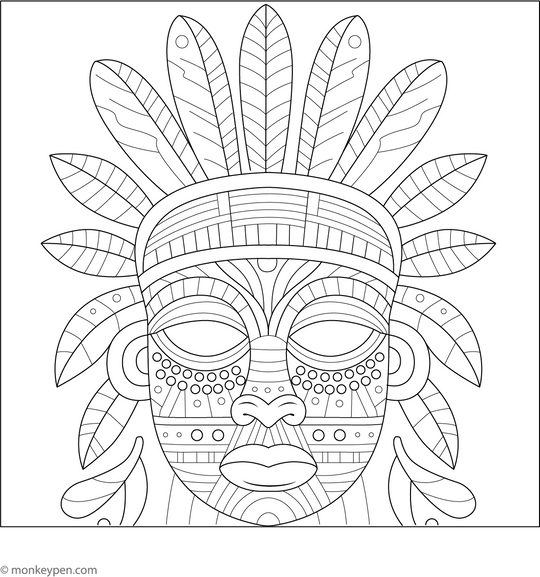 Free Printable African Mask Coloring Page for Kids Fun