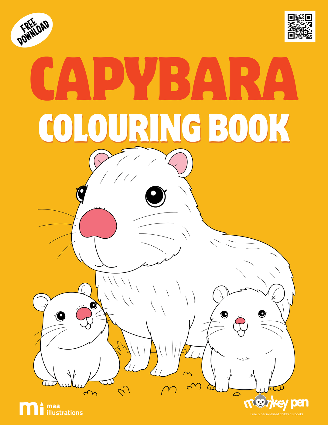 Capybara Coloring Pages – Free Printable for Kids