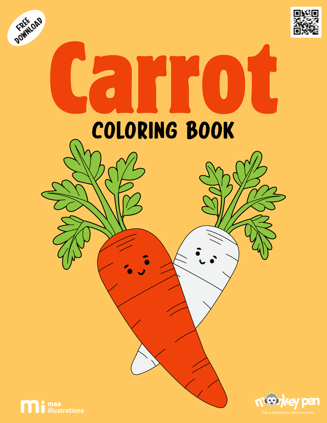 Free Carrot Coloring Pages for Kids - Printable PDFs