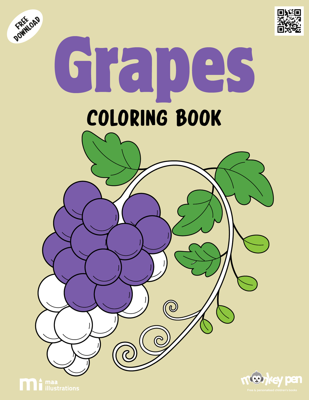Free Grapes Coloring Pages for Kids - Printable PDFs