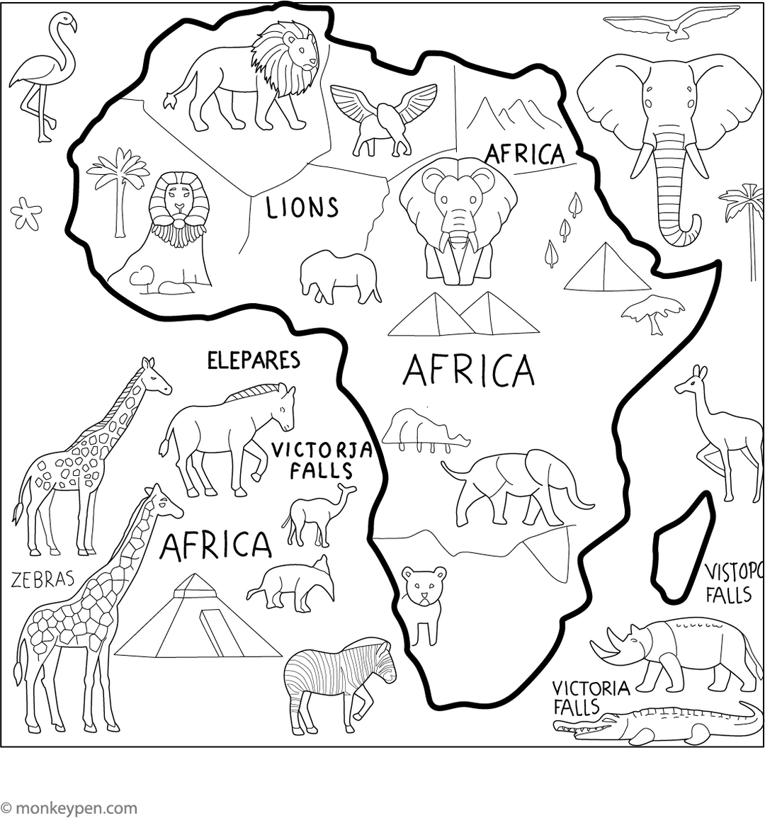 Africa Coloring Book Printable PDF