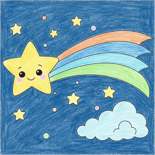 How to Draw a Shooting Star – Step-by-Step Space Drawing for Kids