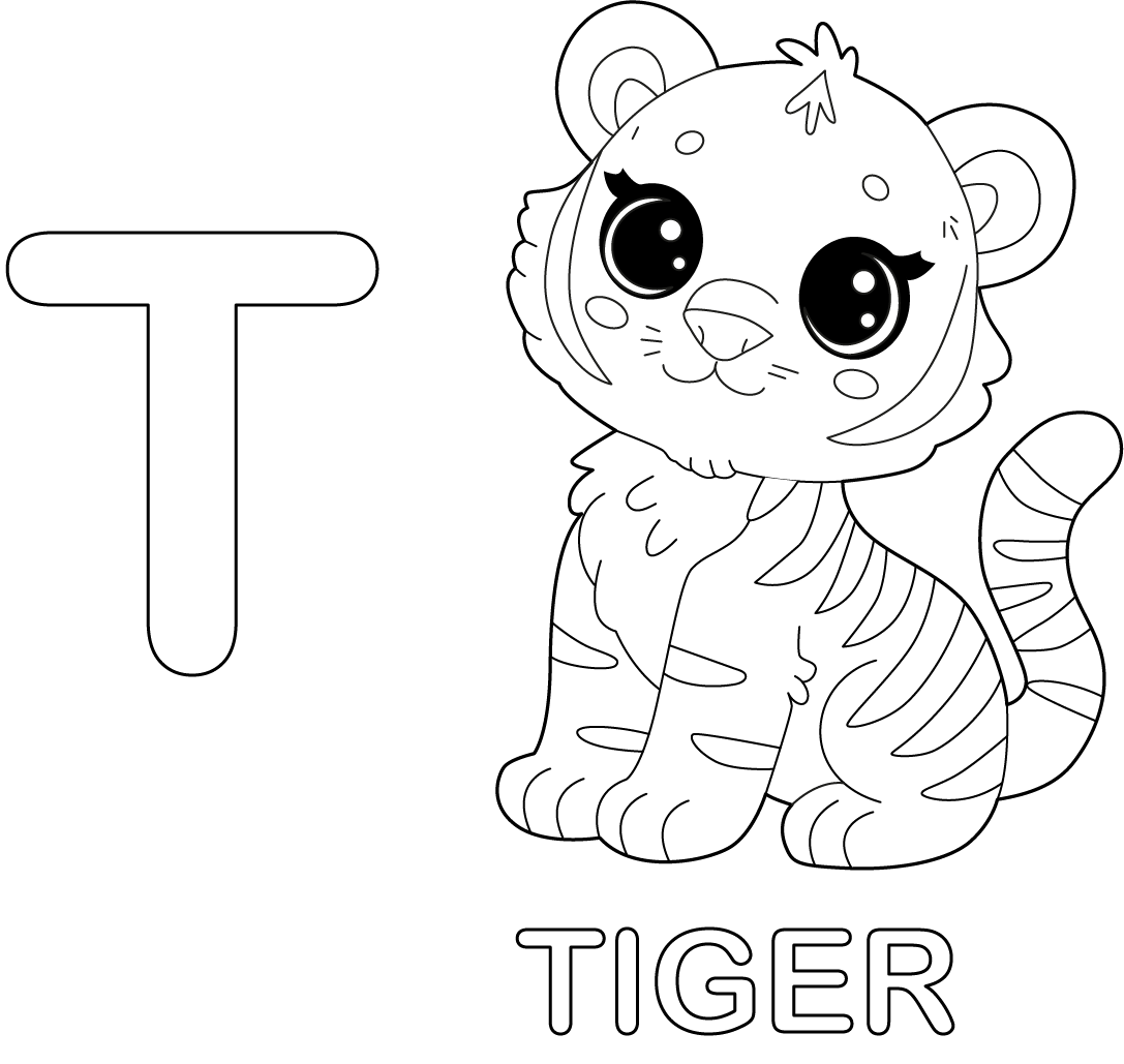 Alphabet T Coloring Page - Free Coloring Page PDF