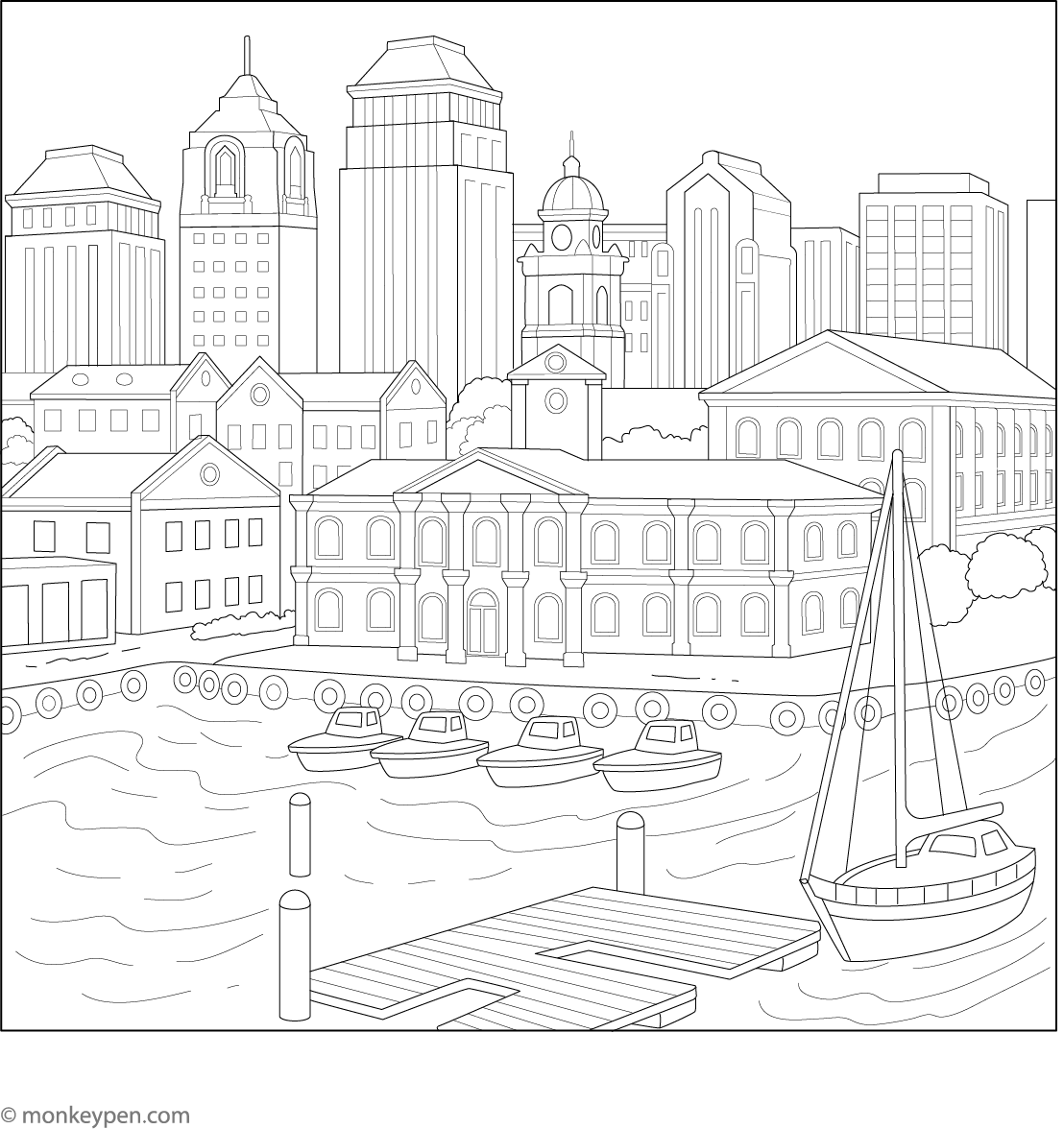 Victoria & Alfred Waterfront Coloring Page