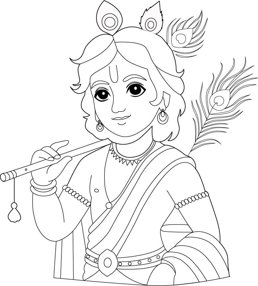 Lord Krishna Coloring Page For Children