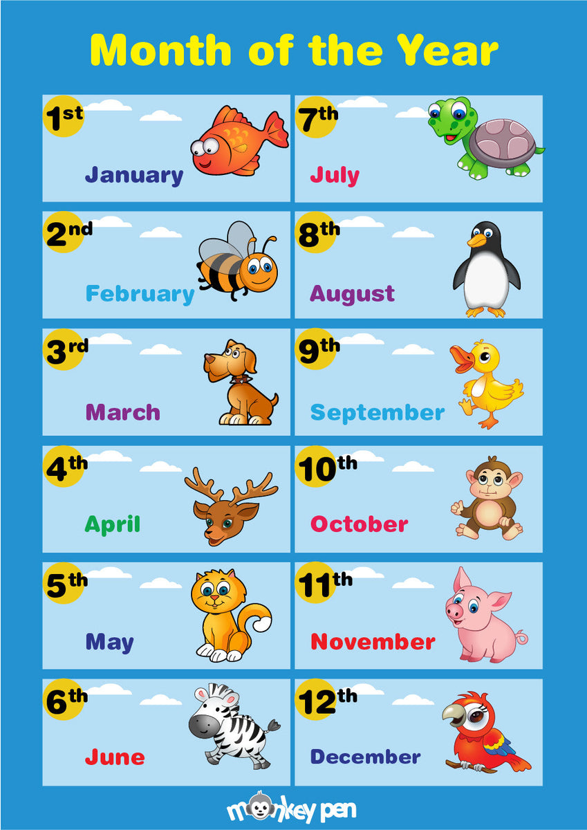 Months Order: Free Year Chart for Kids